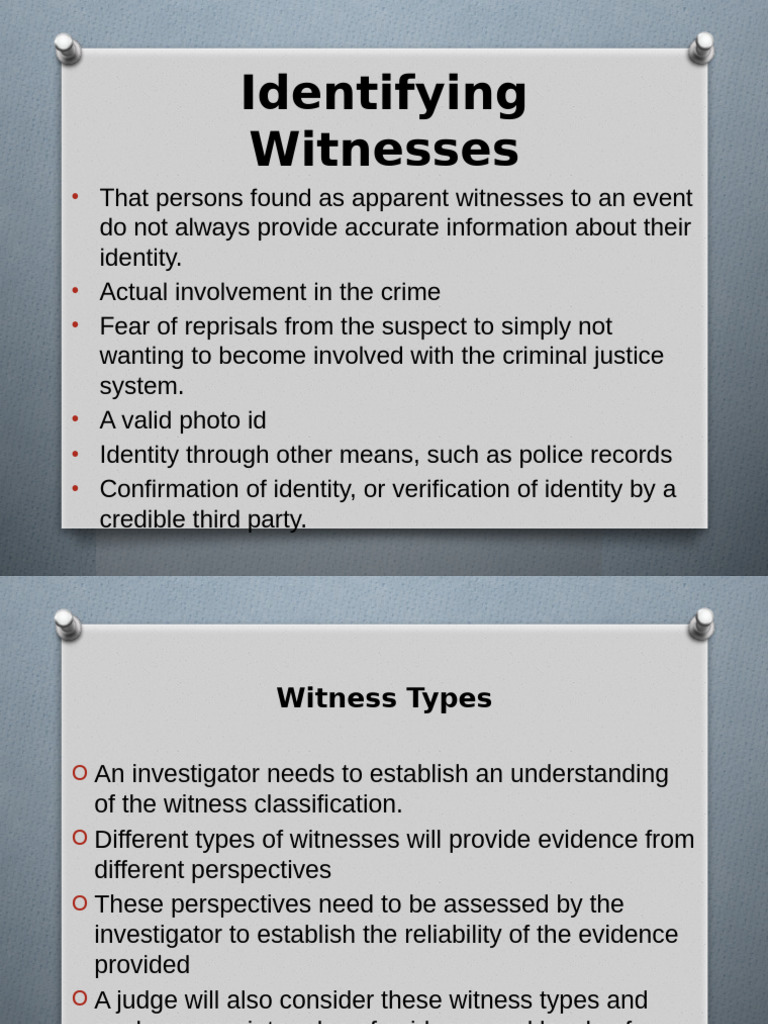 Identifying Witnesses | PDF | Witness | Circumstantial Evidence