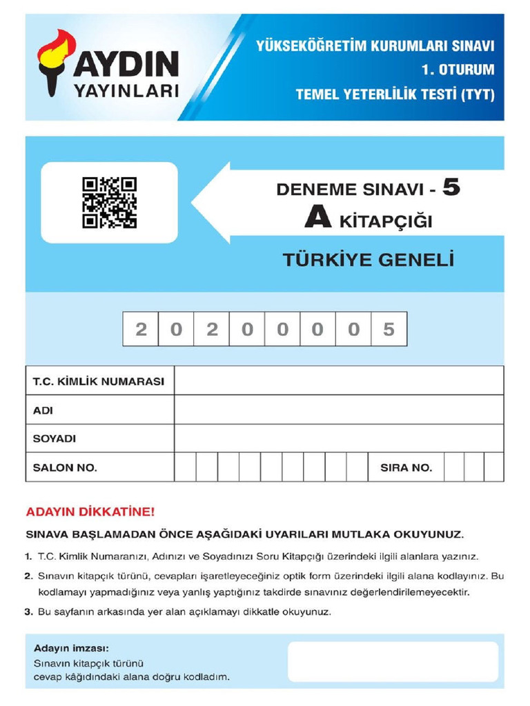 Tyt-Deneme-Sinavi-Ve-Cevap-Anahtari | PDF