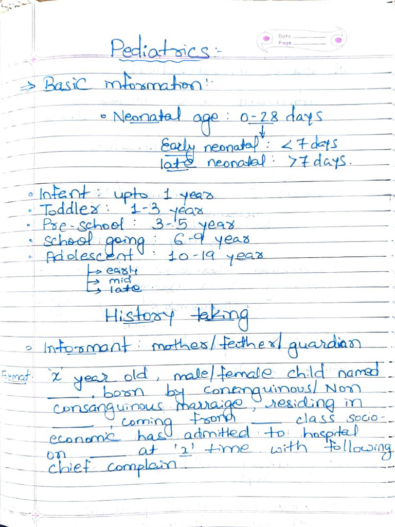 Pediatrics History Taking | PDF