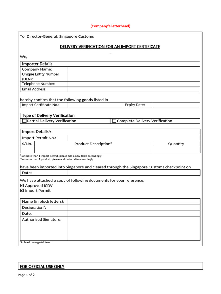 delivery-verification-declaration-letter | PDF