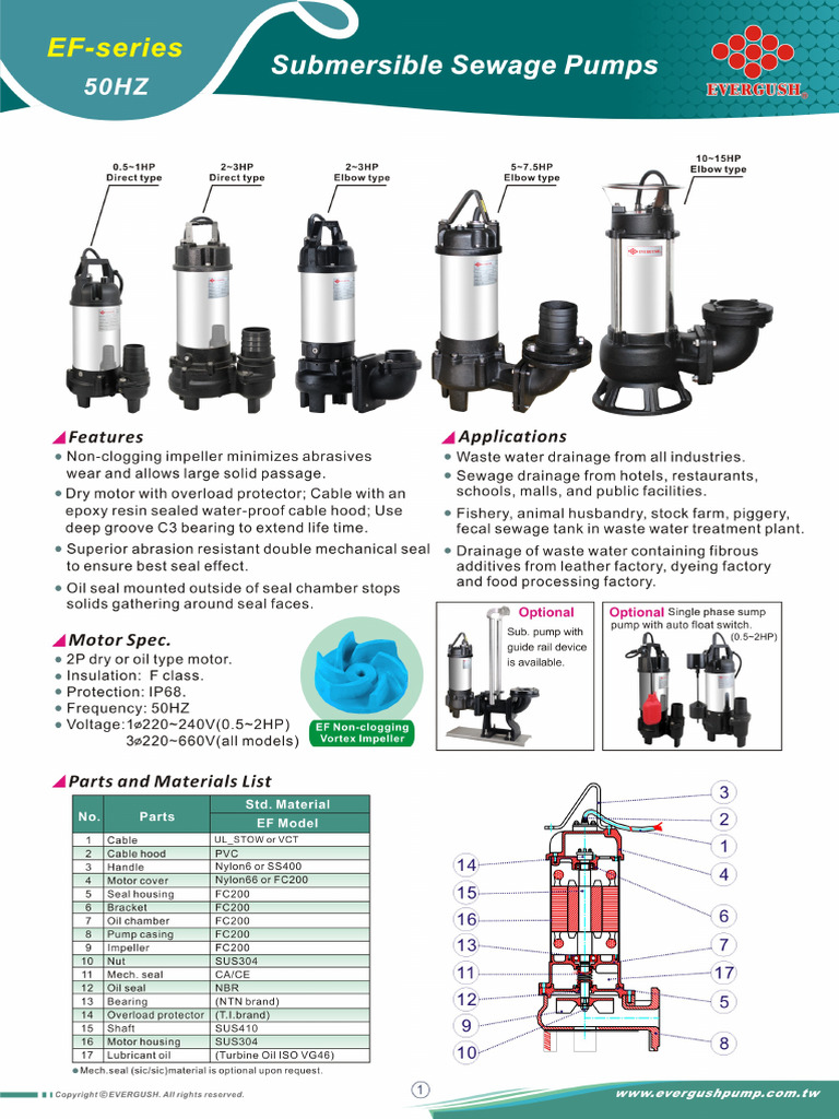 EVERGUSH Submersible Pump Catalog | PDF