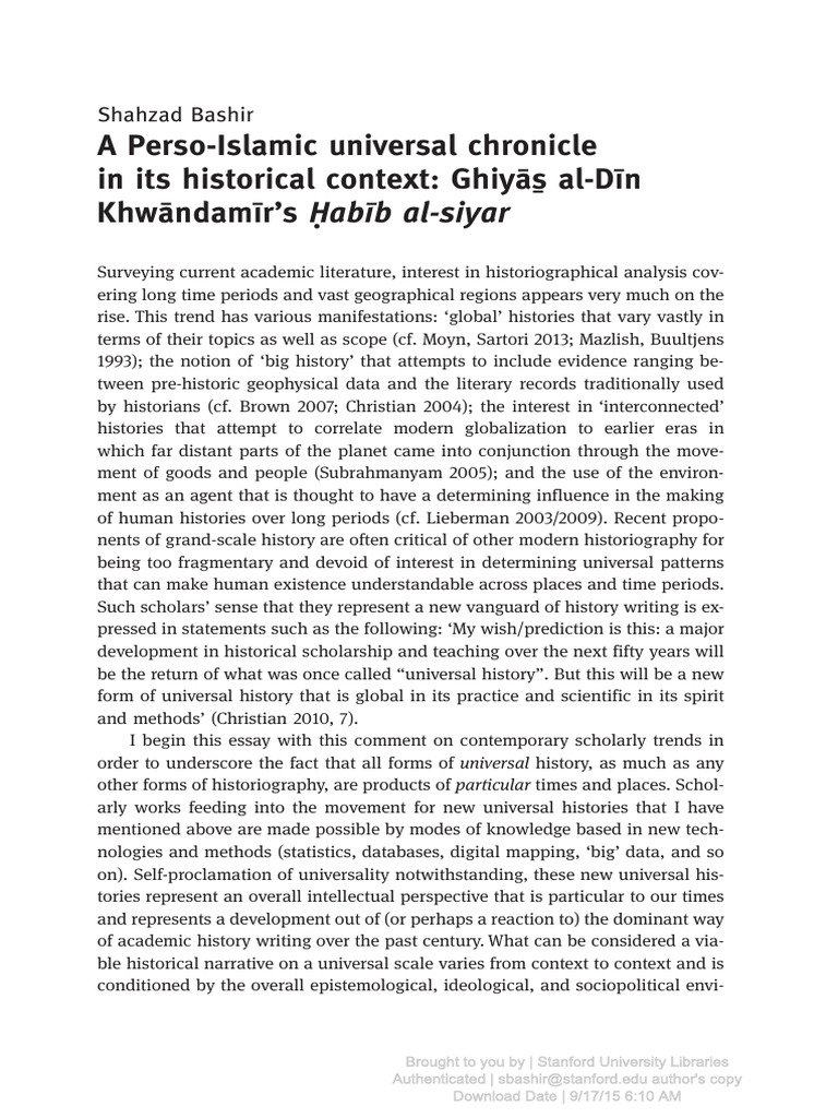 A Perso Islamic Universal Chronicle in I | PDF | Shia Islam ...