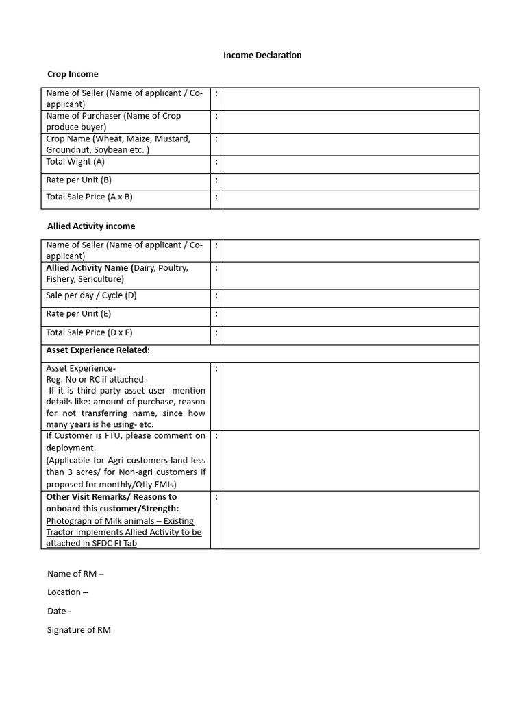 Customer Income Declaration | PDF