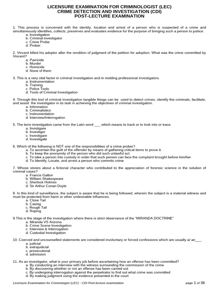 New CDI Post Lecture Exam 400 Items w Out Answers | PDF | Traffic ...