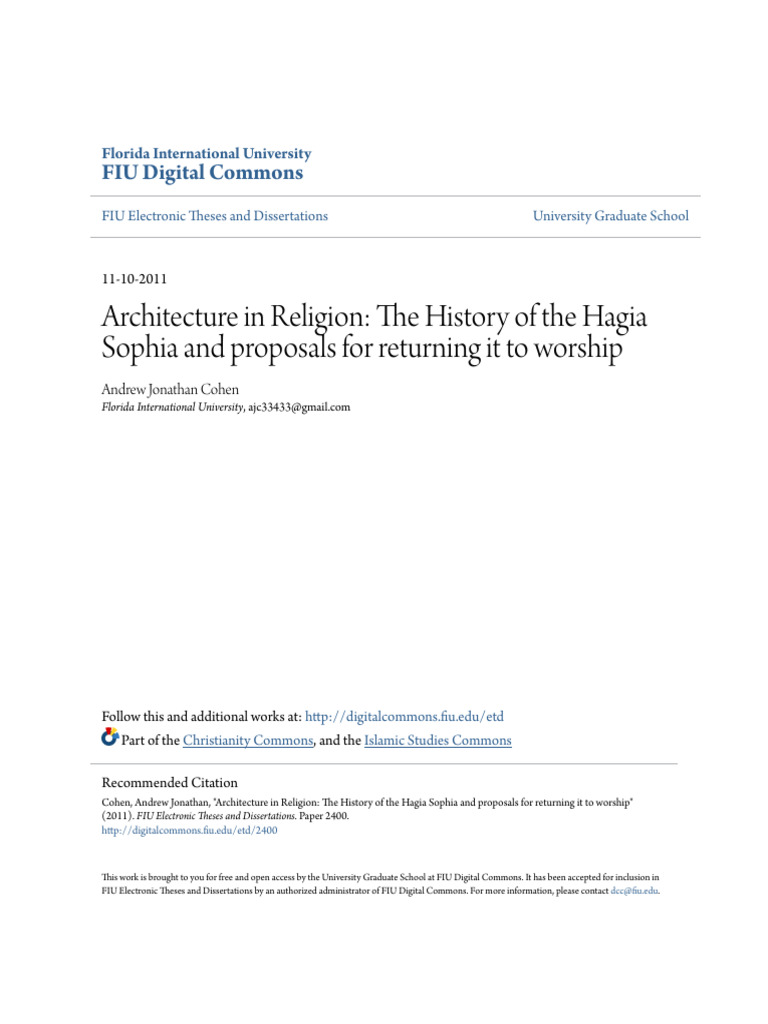 Hagia Sophia: History and Worship Proposals | PDF | Constantine The ...
