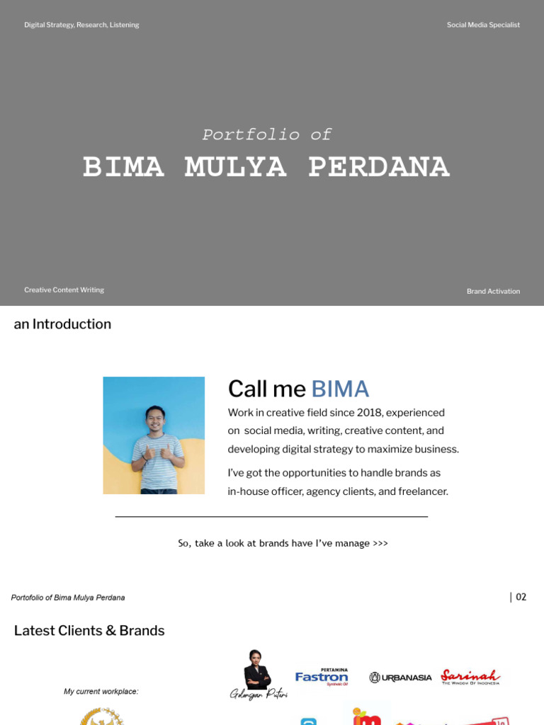 Portfolio of BIMA MULYA PERDANA | PDF | Human Communication | Mass Media