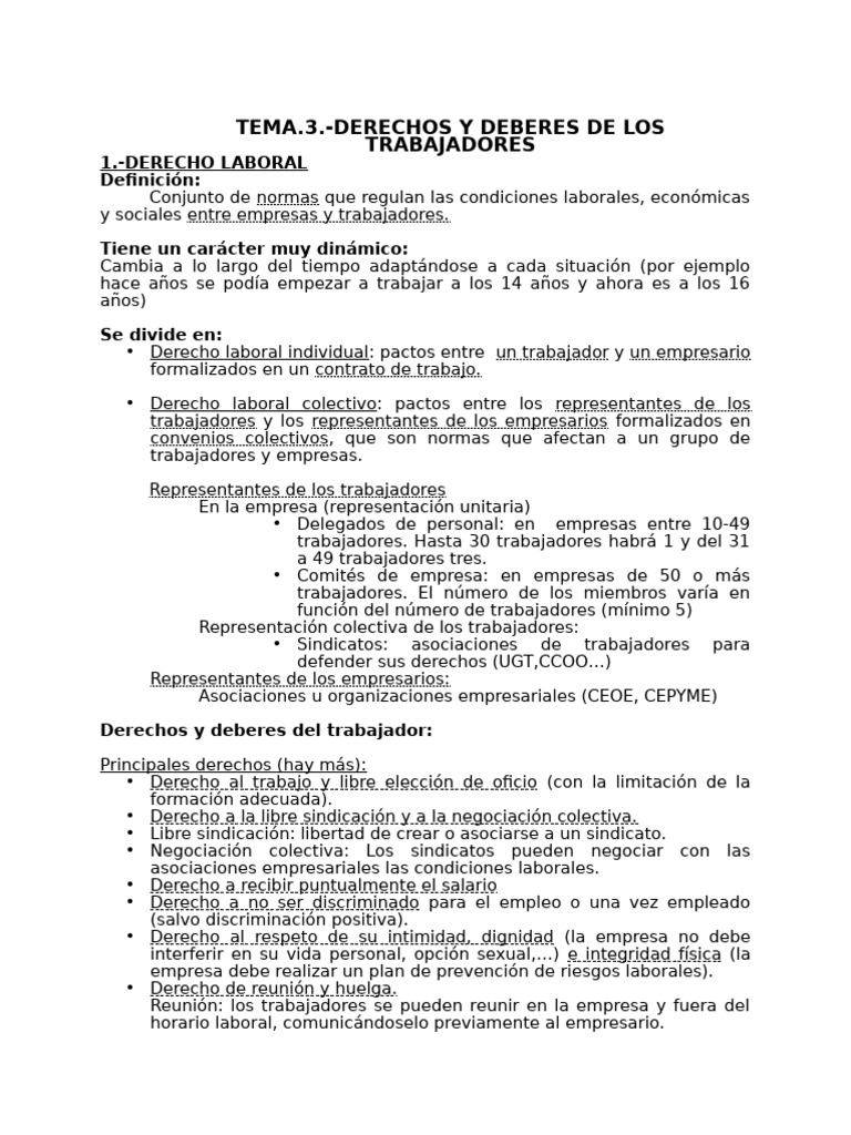 Derechos y Deberes Laborales Esenciales | PDF | Derecho laboral | Salario