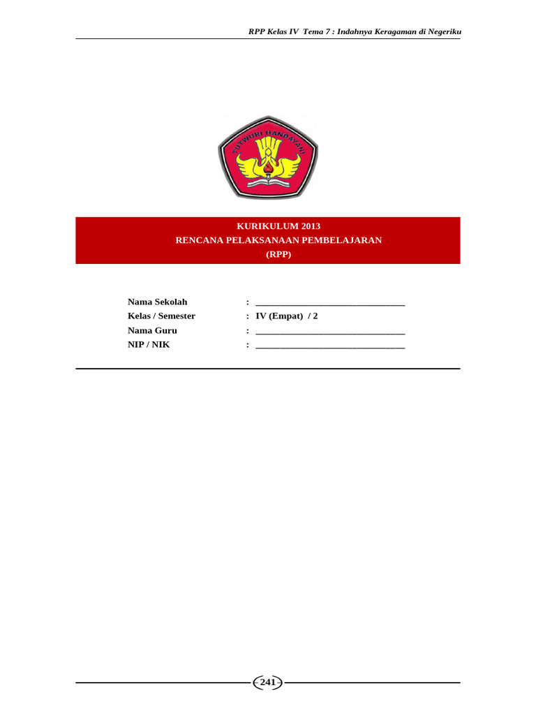 7. RPP Tema 7. Indahnya Keragaman di Negeriku | PDF