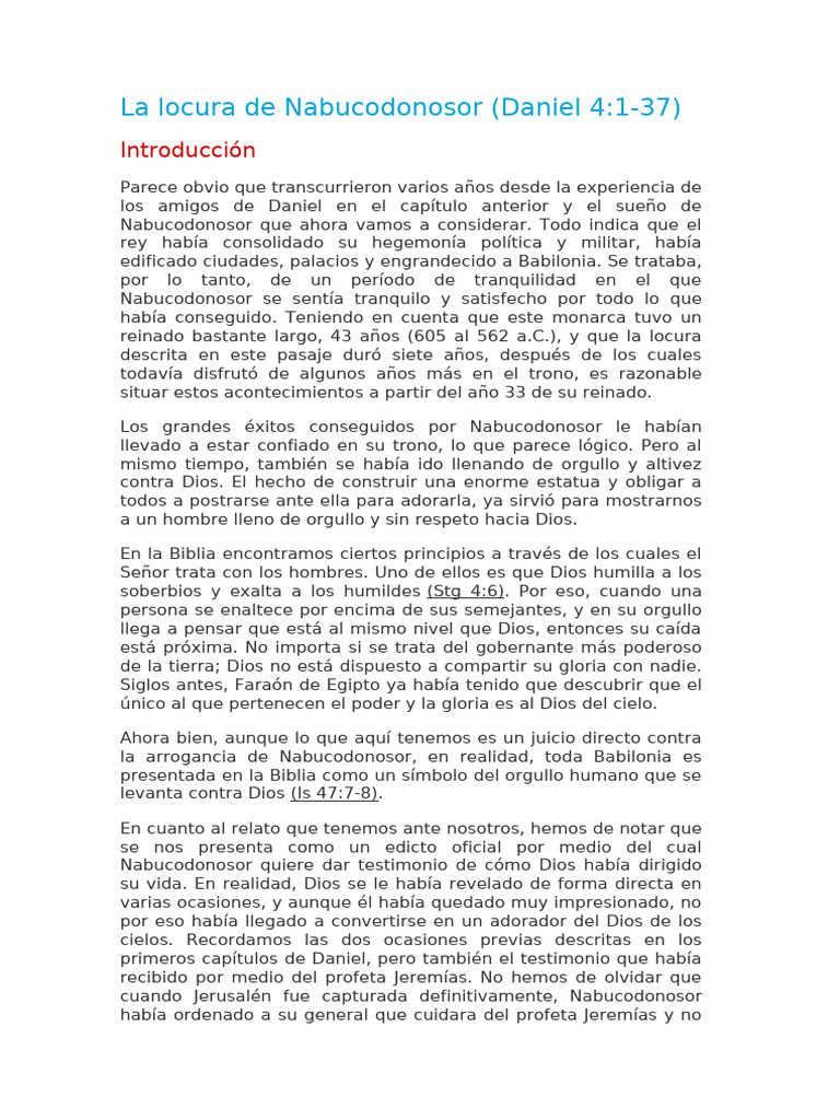 La Locura y Redención de Nabucodonosor | PDF | Daniel (figura bíblica ...