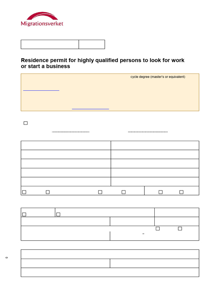 Application Form for Sweden job seeker visa | PDF | Passport | Travel Visa