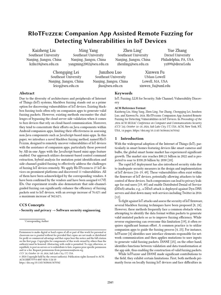 Riotfuzzer: Companion App Assisted Remote Fuzzing For Detecting Vulnerabilities in Iot Devices ...