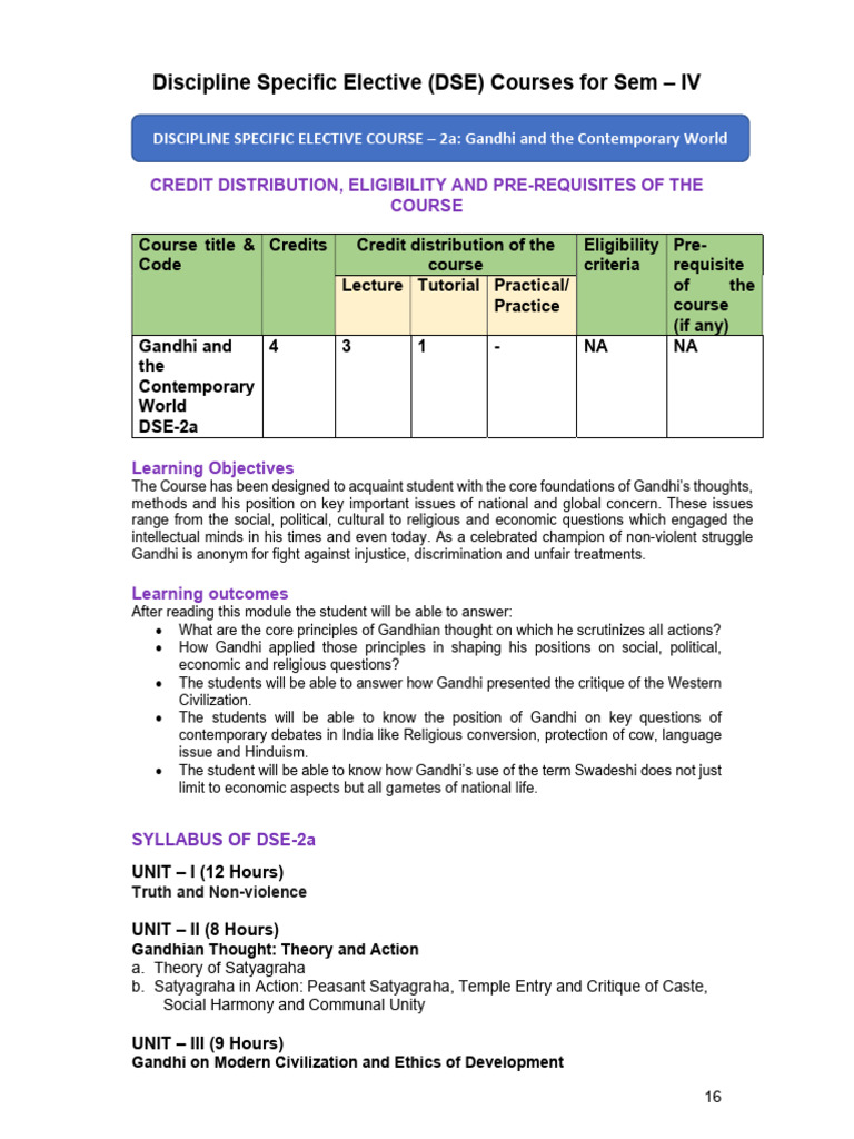 Political Science DSE Sem-4 | PDF | Mahatma Gandhi | Nonviolence