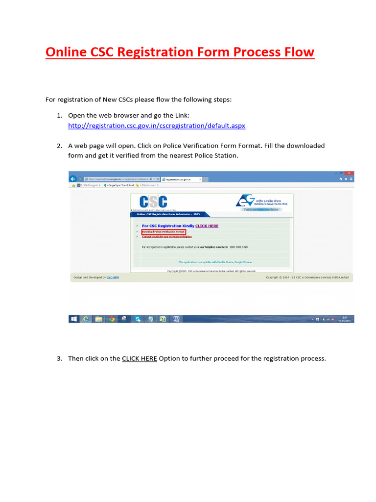 Online CSC Registration Form Process Flow | PDF