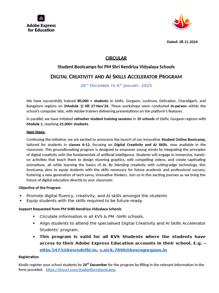 KVS Digital Creativity Bootcamp 2025 | PDF | Adobe Photoshop | Human Communication