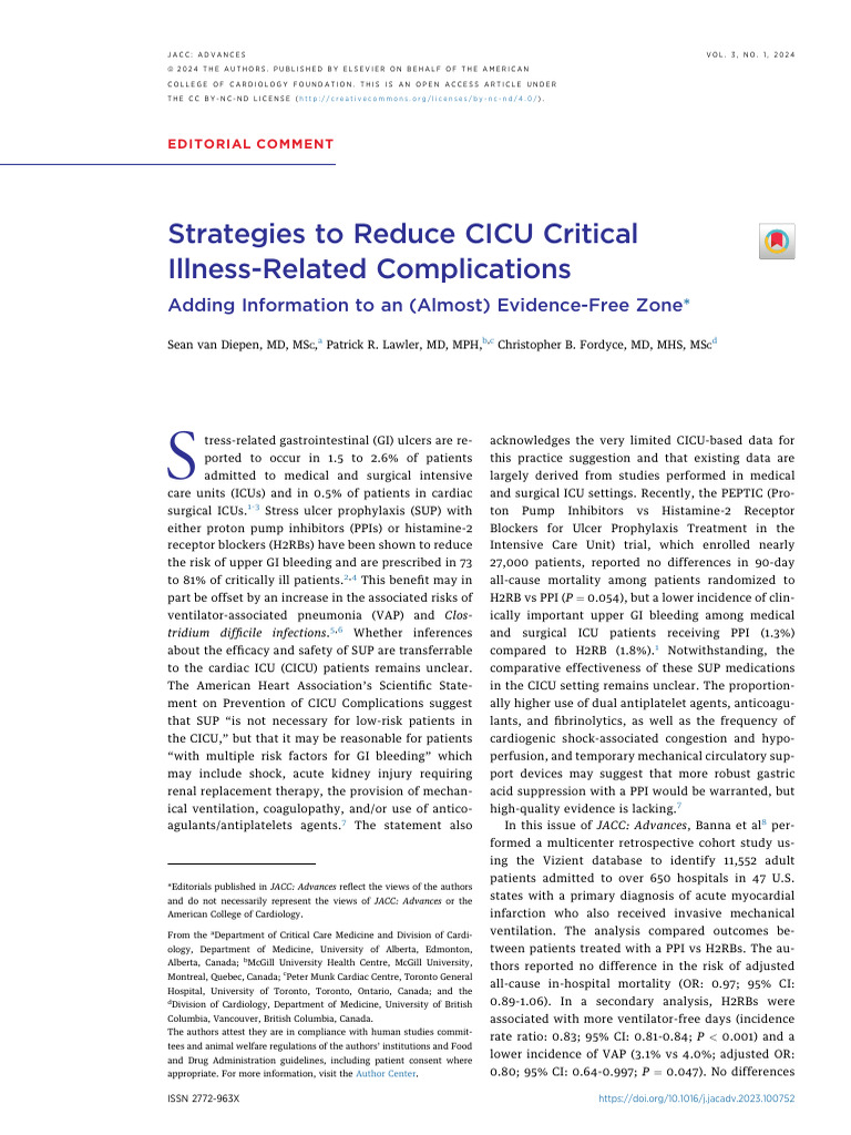 Strategies To Reduce CICU Critical Illness-Related | PDF | Intensive Care Medicine | Intensive ...