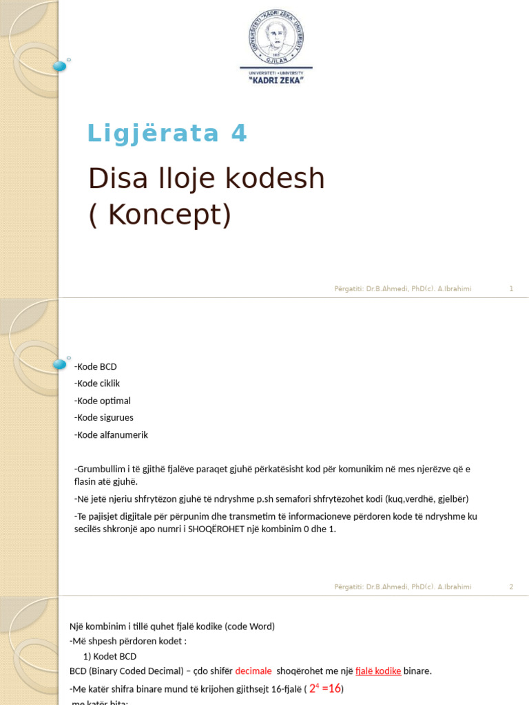 L4 - Kodet - 30.10.2024 Disa Lloje Kodimi | PDF