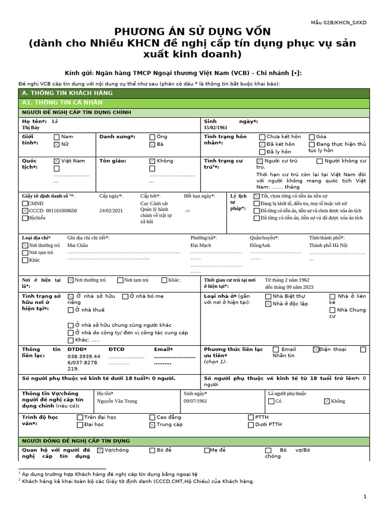 PASDV - Mẫu 02B - KHCN - SXKD - Nhieu Ca Nhan - Phap Che T82023 | PDF