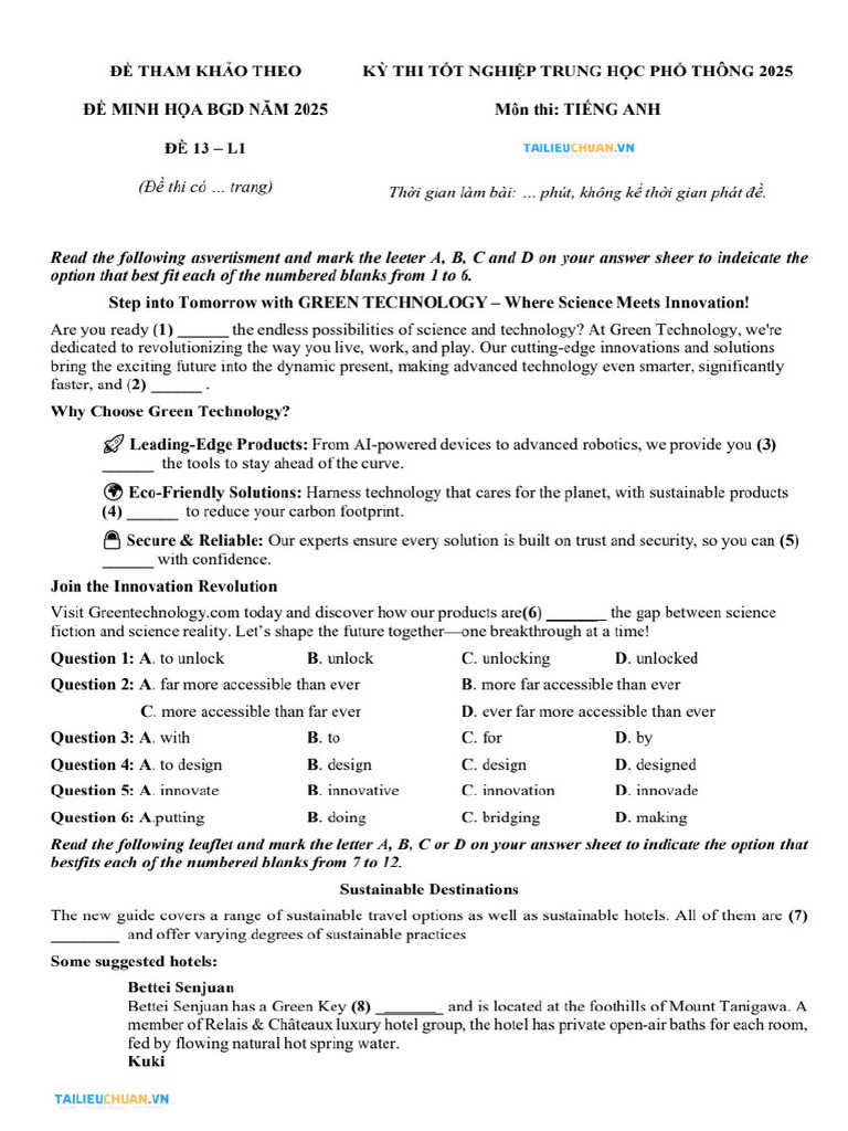 13 de Vip 13 Phat Trien de Minh Hoa Mon Anh 2025 | PDF