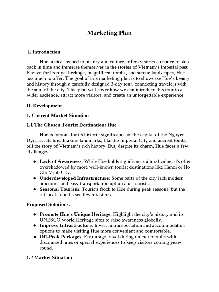 Marketing Plan_Group 2 | PDF | Hue | Tourism