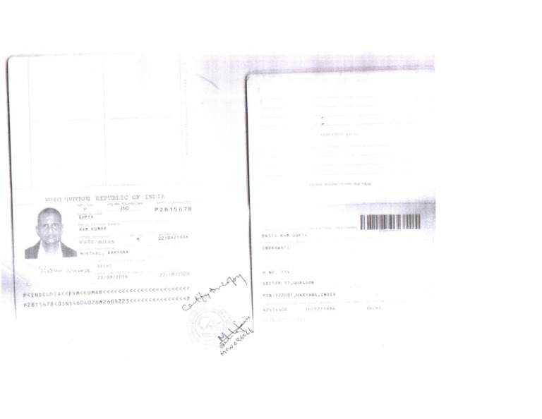 Passport of Ram Kumar Gupta Jee | PDF