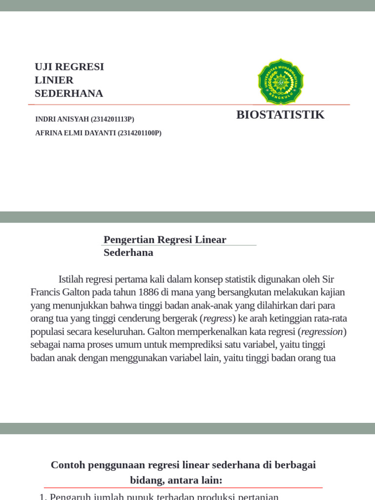 Uji Regresi Linear Sederhana | PDF