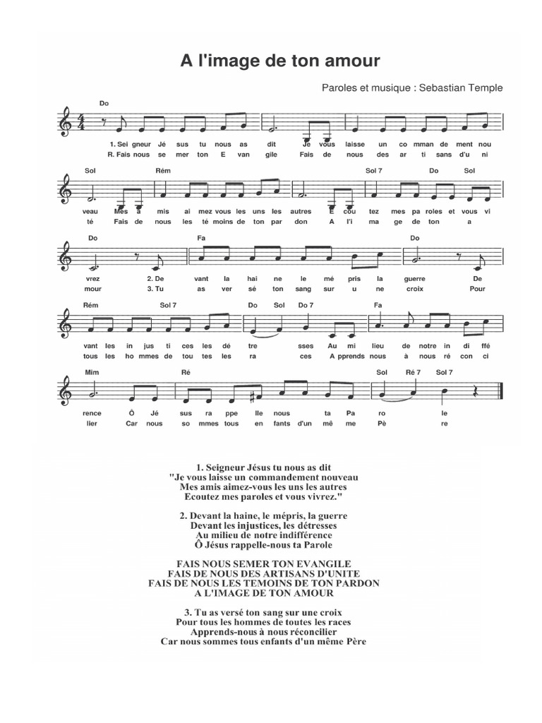 A L'image de Ton Amour | PDF