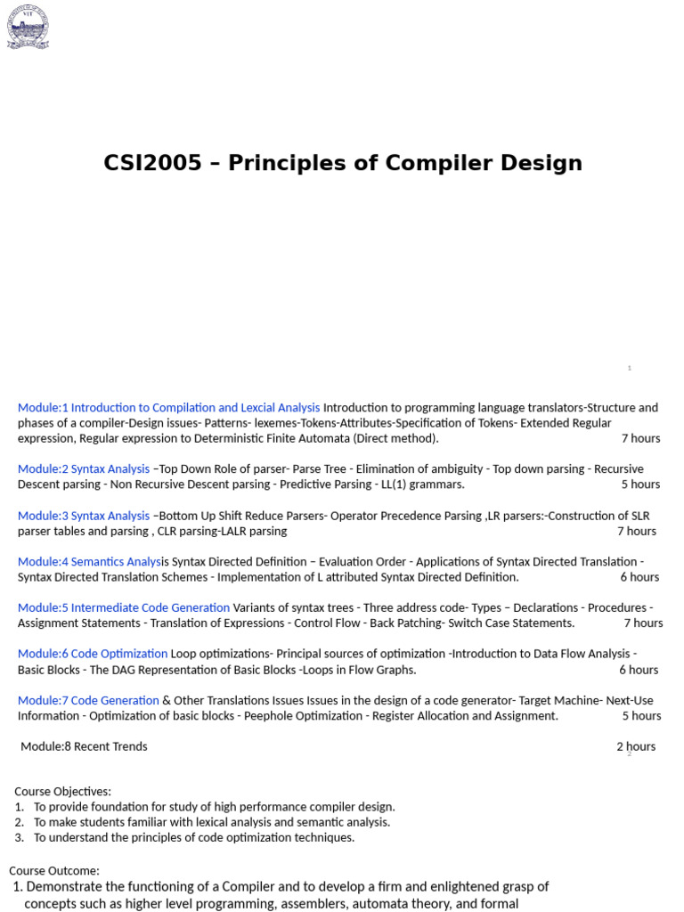 Compiler Design Principles Overview | PDF | Parsing | Compiler