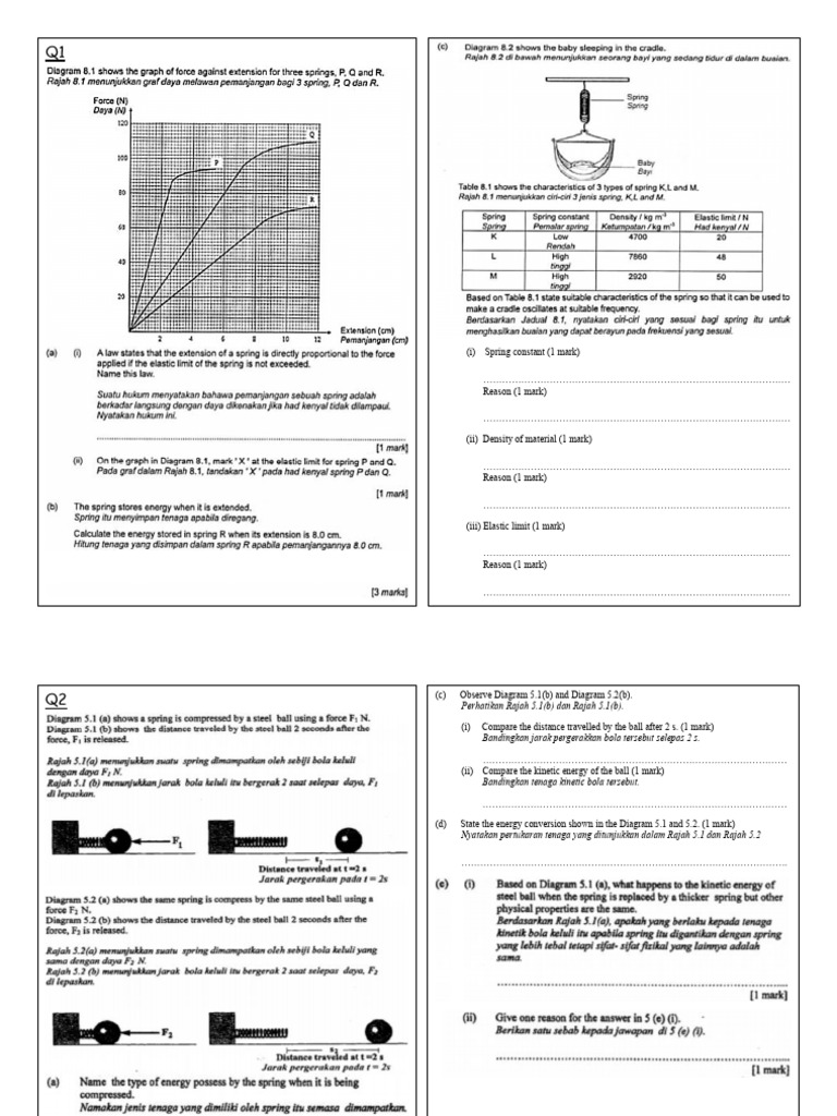 Physics Concepts: Spring & Energy Analysis | PDF