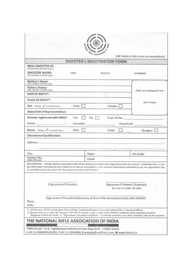 bdc36rde3fd3sgrsu44rr378_nrai shooter id form | PDF