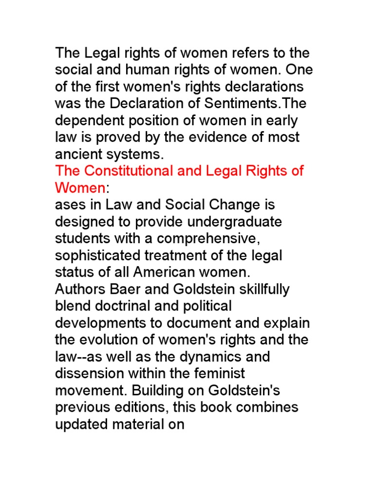 The Constitutional and Legal Rights of Women | PDF | Women's Rights ...