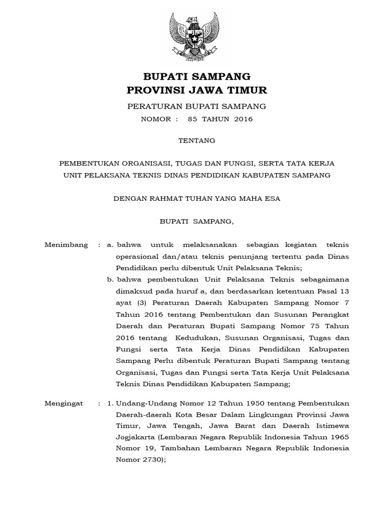 perbup-no-85-tahun-2016-tentang-pembentukan-organisasi-tugas-dan