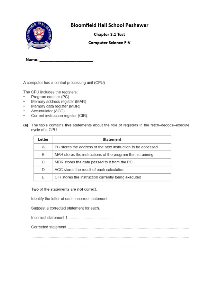 FV Chapter 3.1 Test o Levels Computer Science | PDF