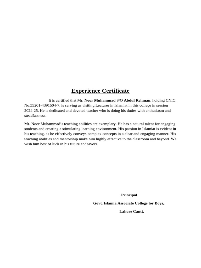 Experience Certificate | PDF
