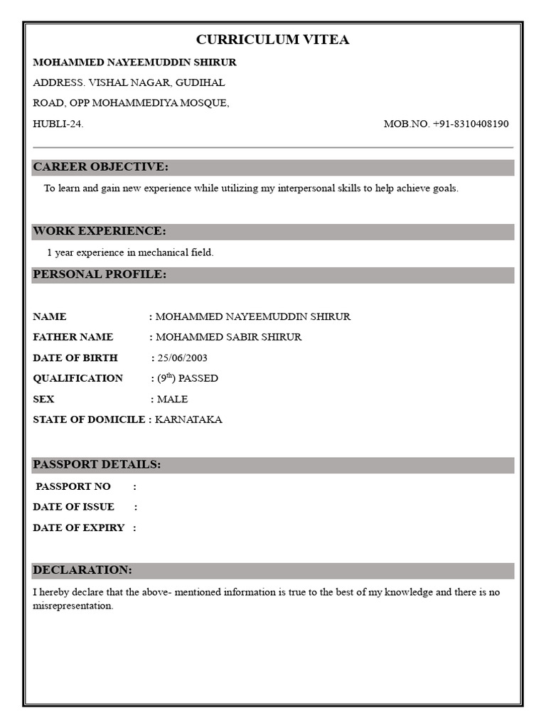 Curriculum Vitea | PDF