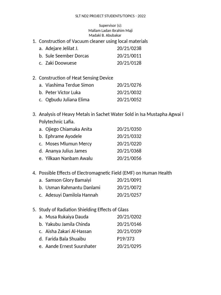 SLT Project Students ND2 2022 | PDF