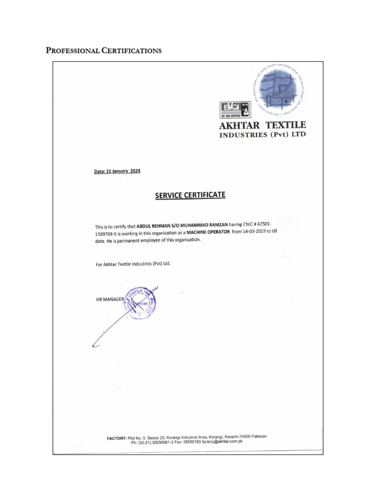 Service Certificate 2 | PDF