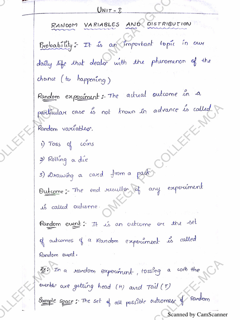 Probability and Statistics Unit 2 (1) | PDF
