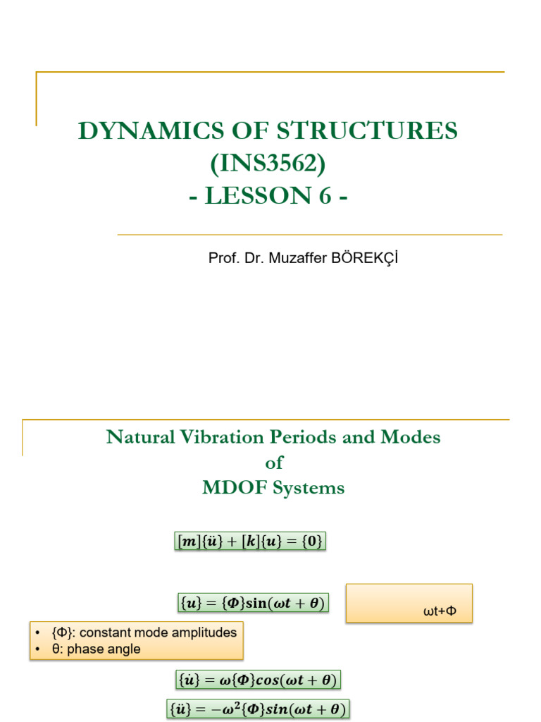 MDOF Systems: Natural Vibration Analysis | PDF | Eigenvalues And Eigenvectors | Normal Mode