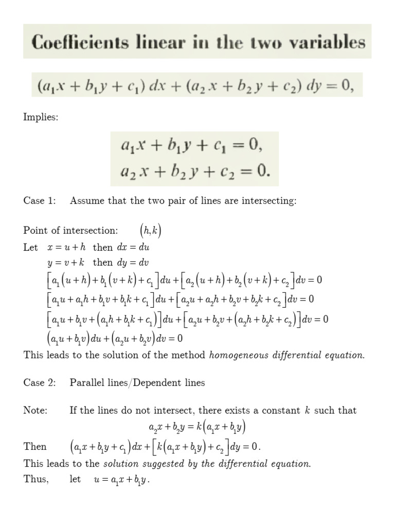 Coefficients Linear in The Two Variables | PDF