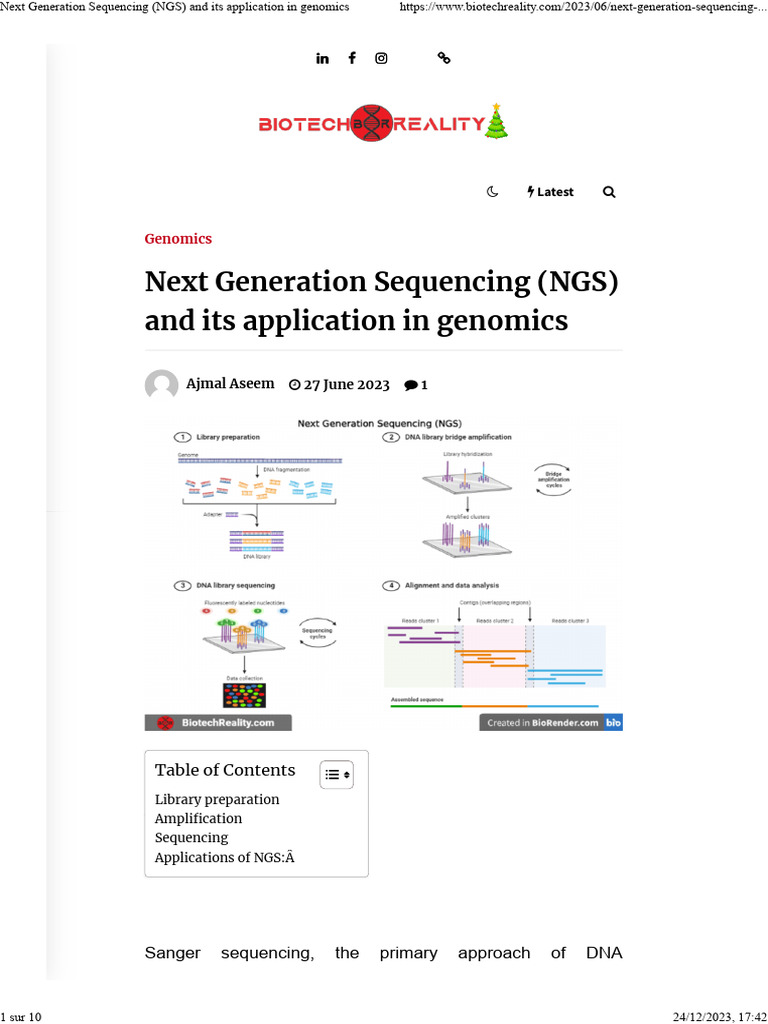 Next Generation Sequencing (NGS) and Its Application in Genomics | PDF ...