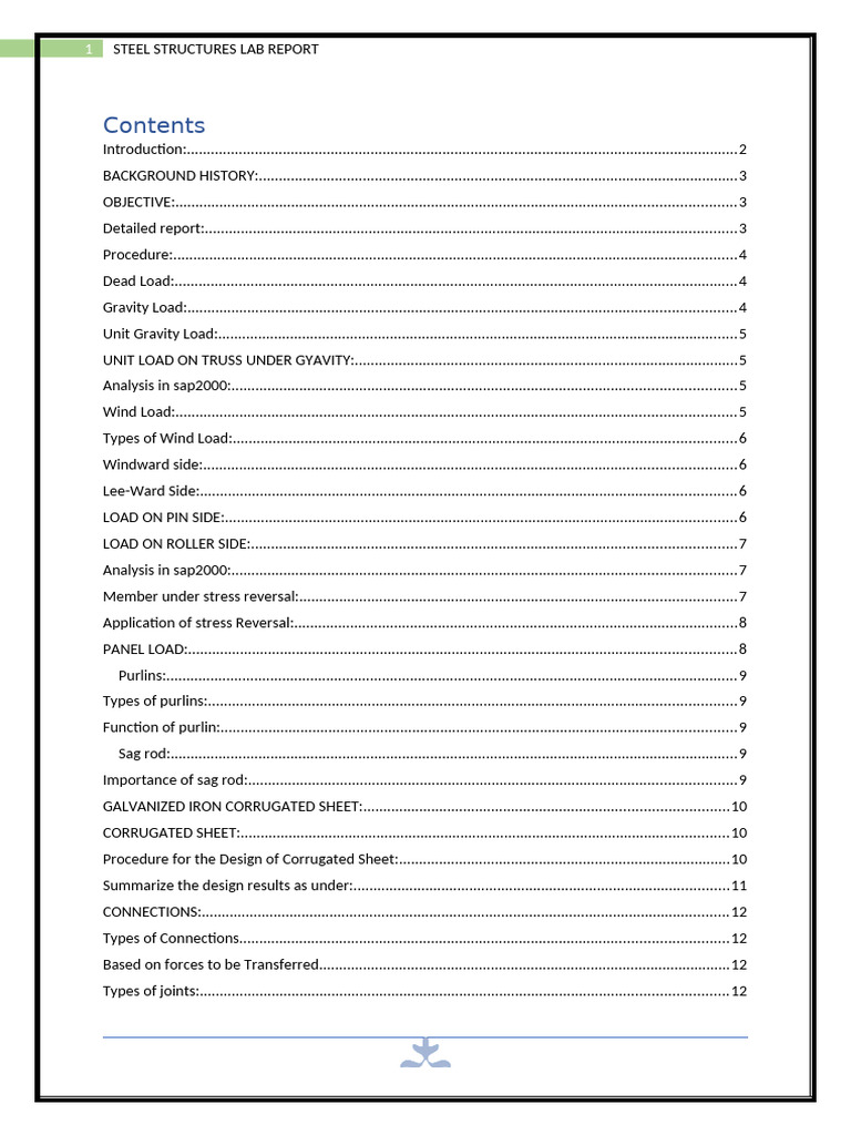 Steel Structures Lab Report | PDF | Truss | Structural Load