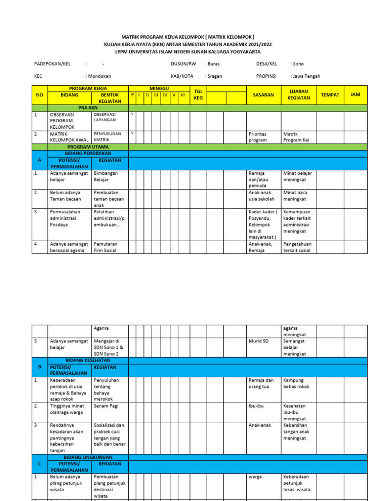 Matrik Program Kerja | PDF