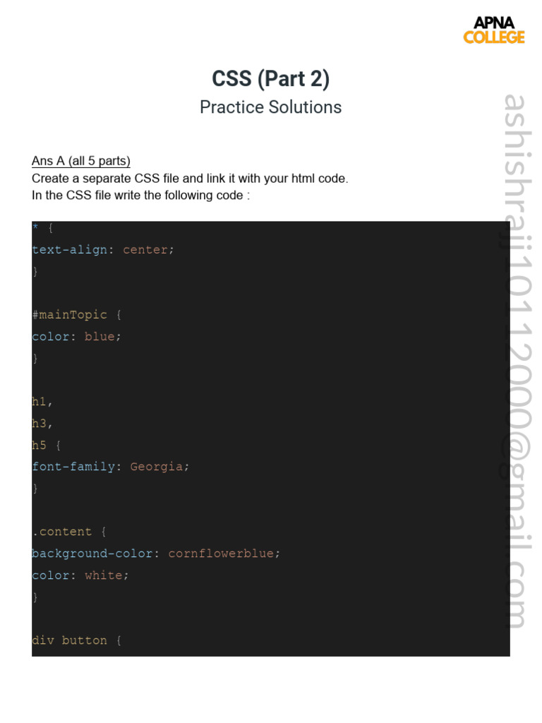 CSS Part 2 (Ans) | PDF