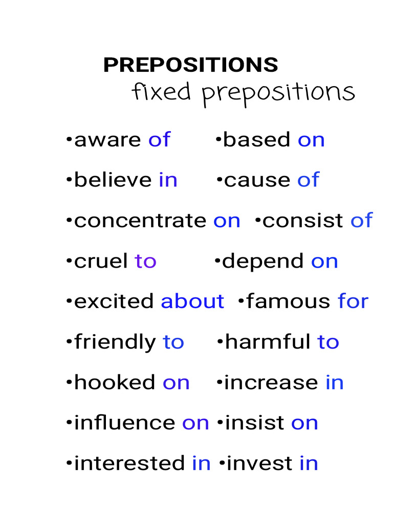 Fixed Prepositions | PDF