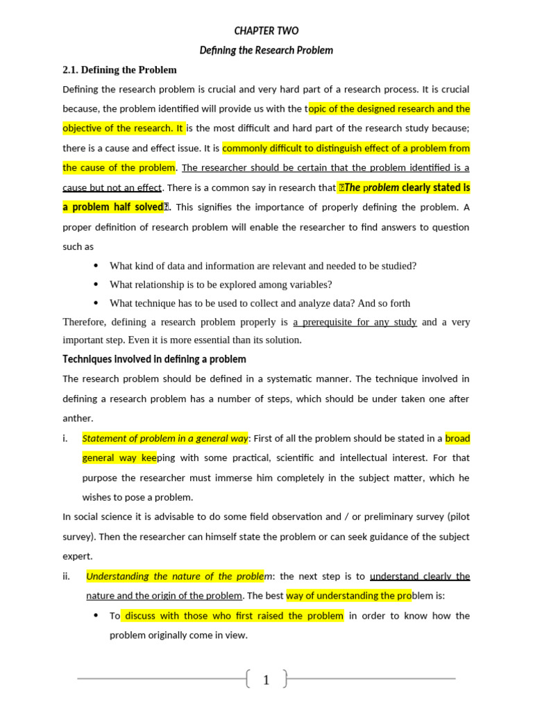 Research CH 2 Research Problem | PDF | Hypothesis | Null Hypothesis