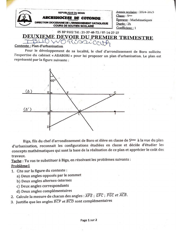 devoir 5eme | PDF