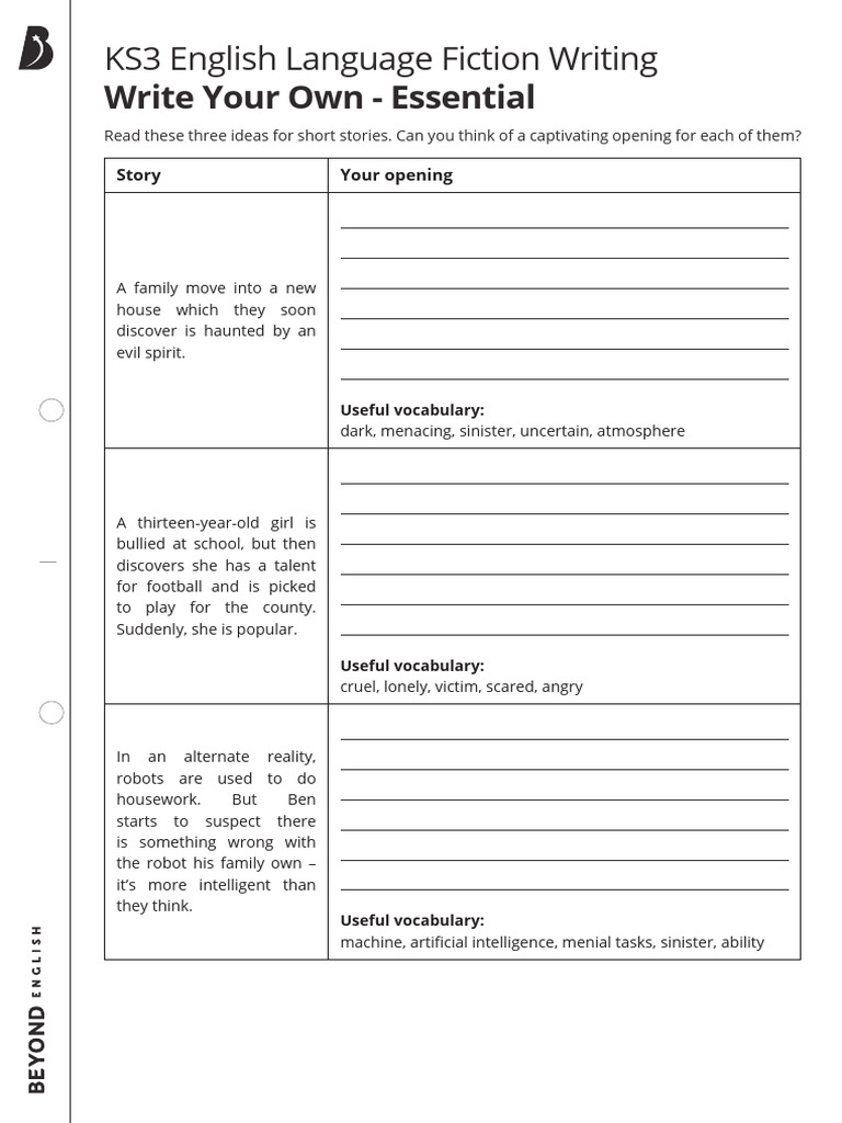 KS3 ELFW L1 Write Your Own LA | PDF