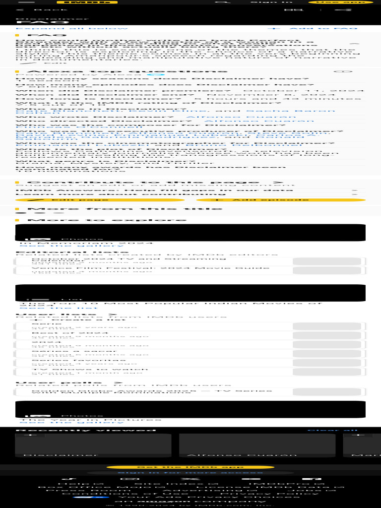 Disclaimer (TV Mini Series 2024) - FAQ - IMDb | PDF