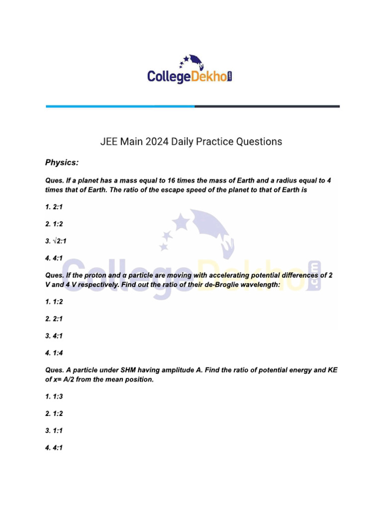Jee-Main-2024-daily-practice-questions-Paper_22 | PDF