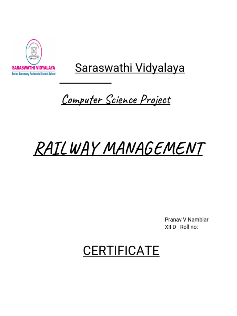 Railway Managment Pdf Object Oriented Programming My Sql